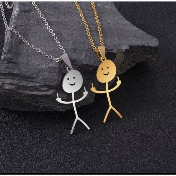 botique | Jewelry | Silver Or Gold Titanium Doodle Guy Middle Finger ...